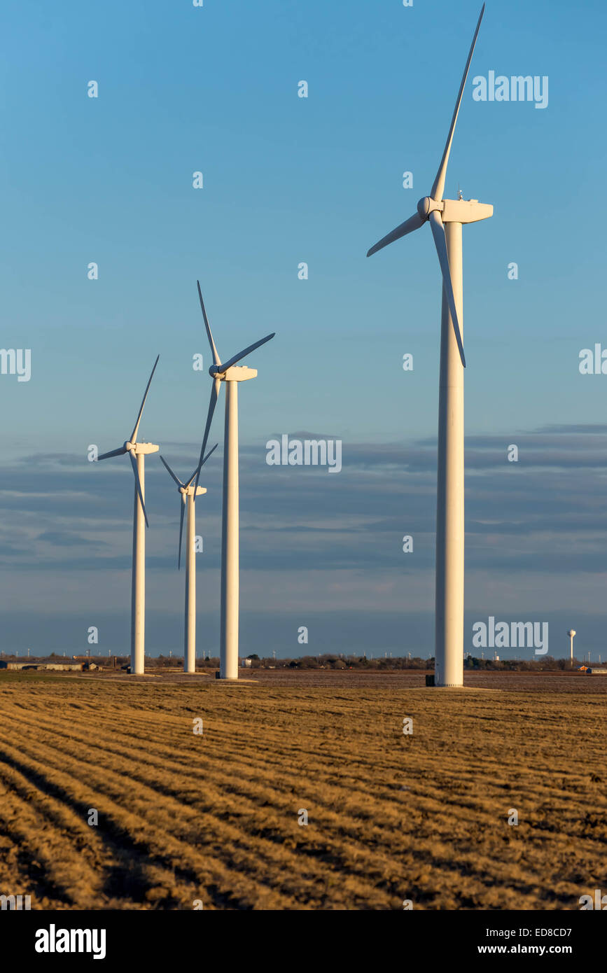 renewable energy wind turbines in rural hay fields Stock Photo - Alamy