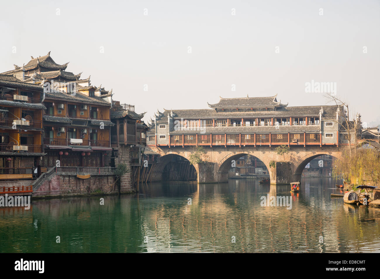 Hongqiao Bridge at Fenghuang (Phoenix) ancient town Hunan province ...