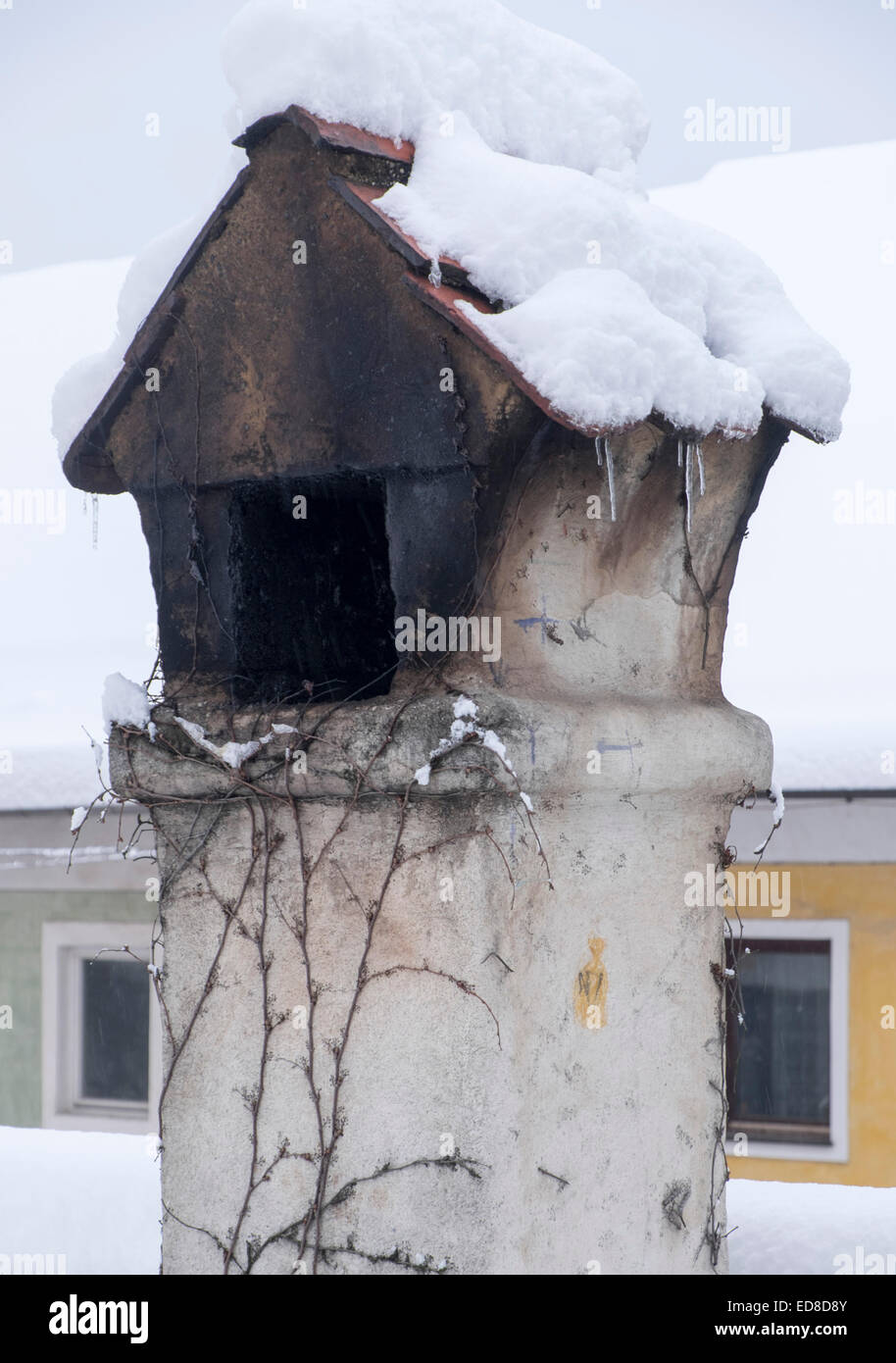 Snow covered chimney Stock Photo - Alamy