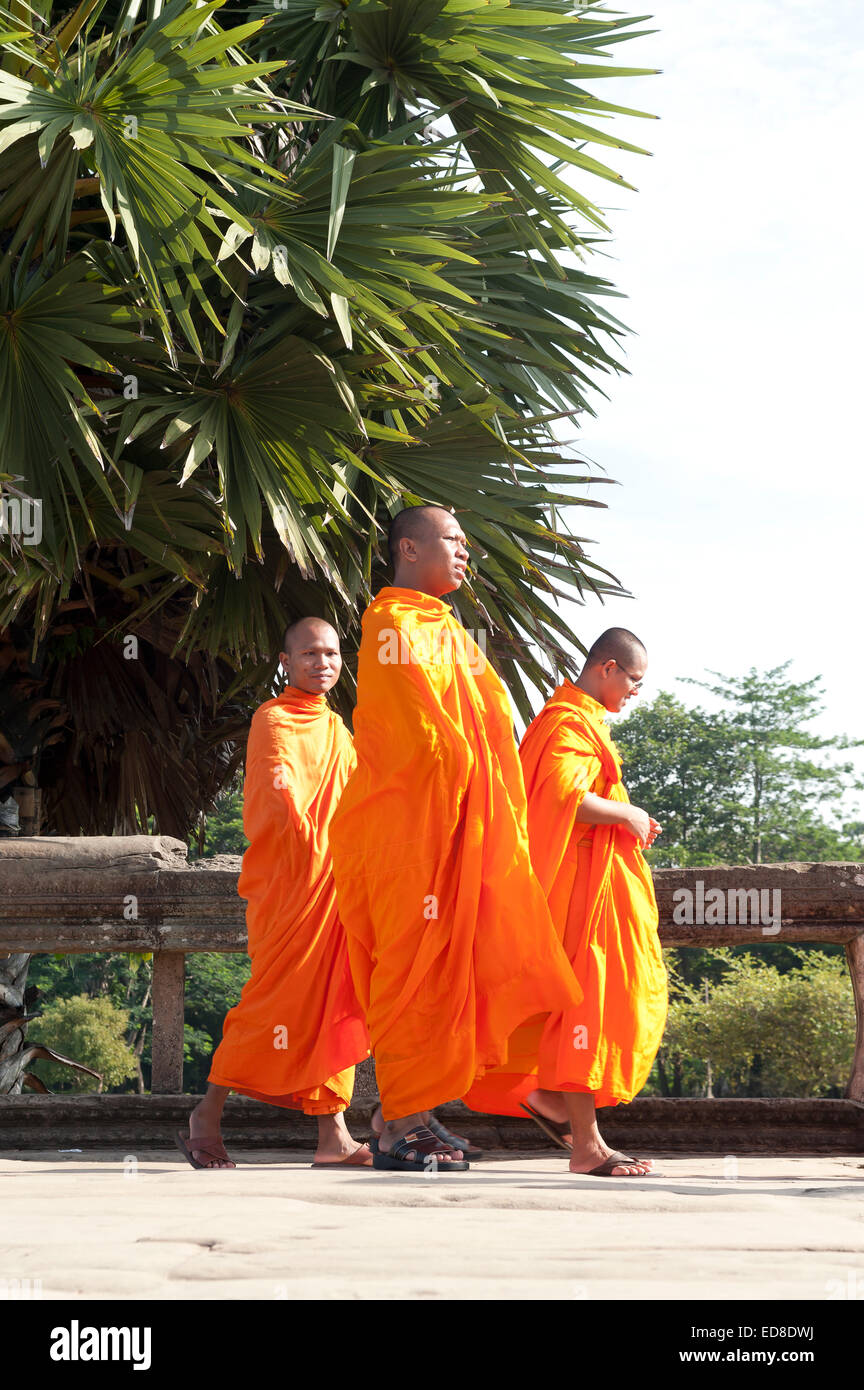 Buddhist monks at Angkor Wat Temple complex UNESCO World Heritage Site ...