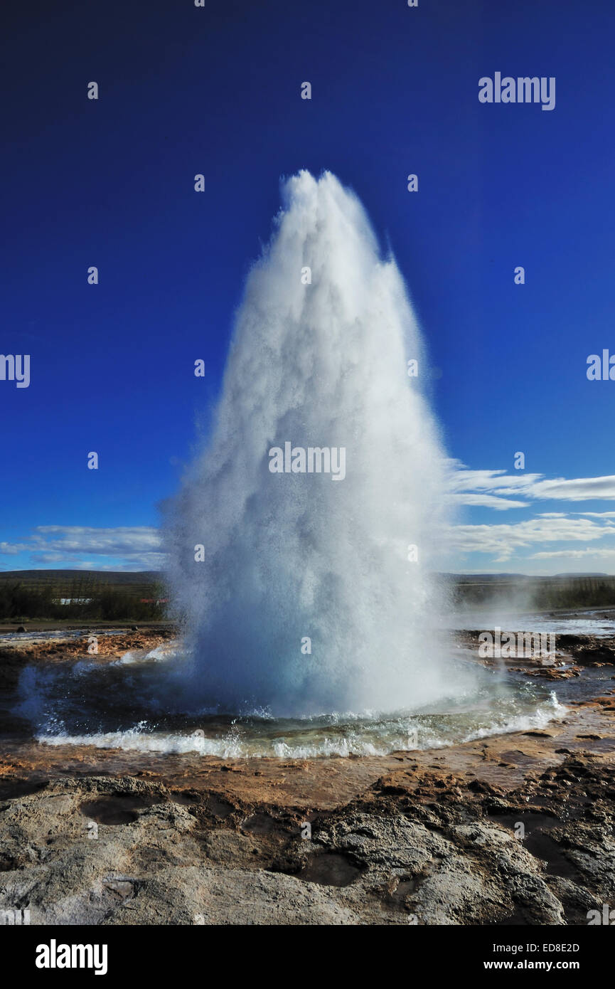 Eruption of Strokkur Geyser in Iceland Stock Photo - Alamy
