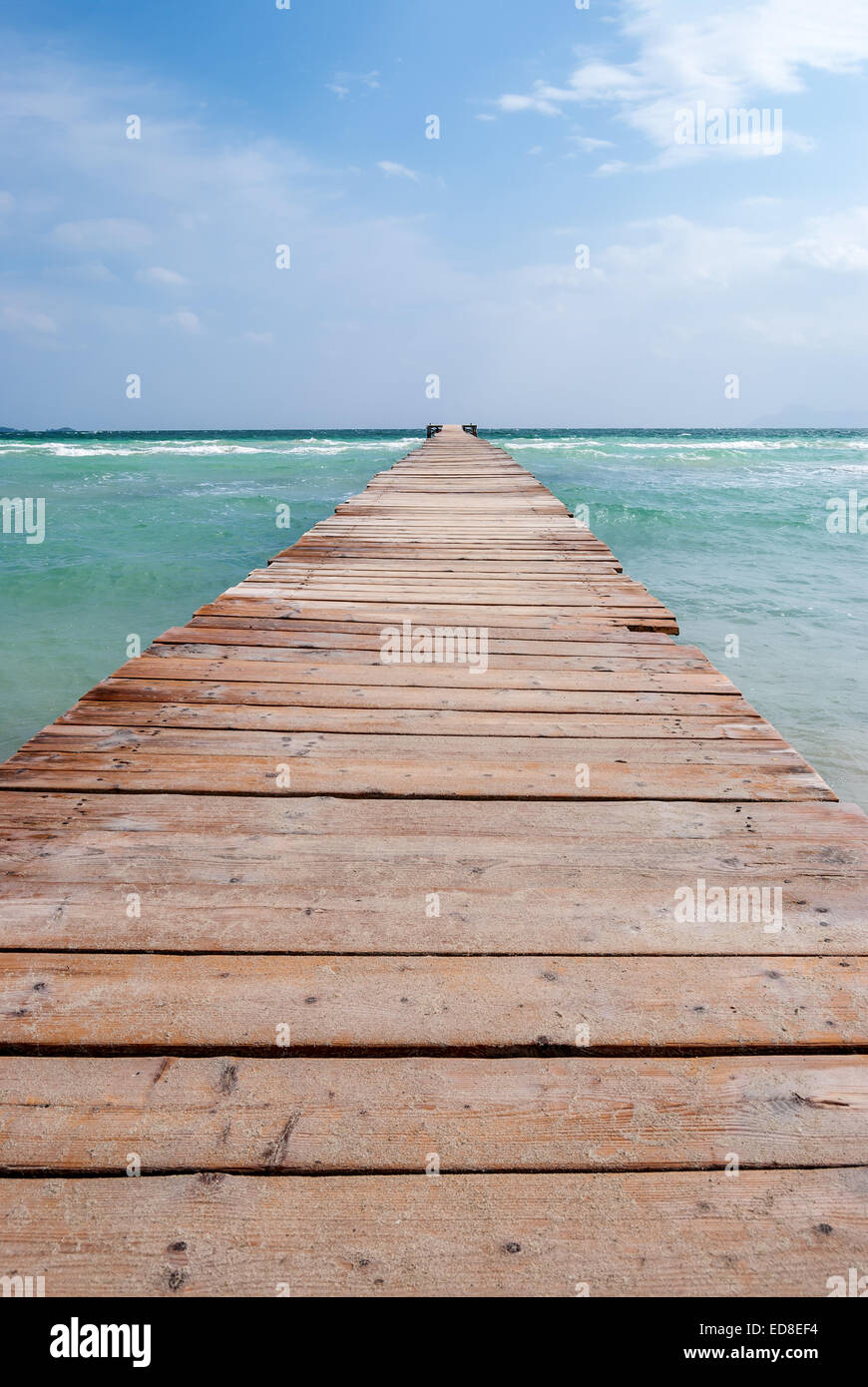 Wooden jetty on Mallorca Stock Photo - Alamy