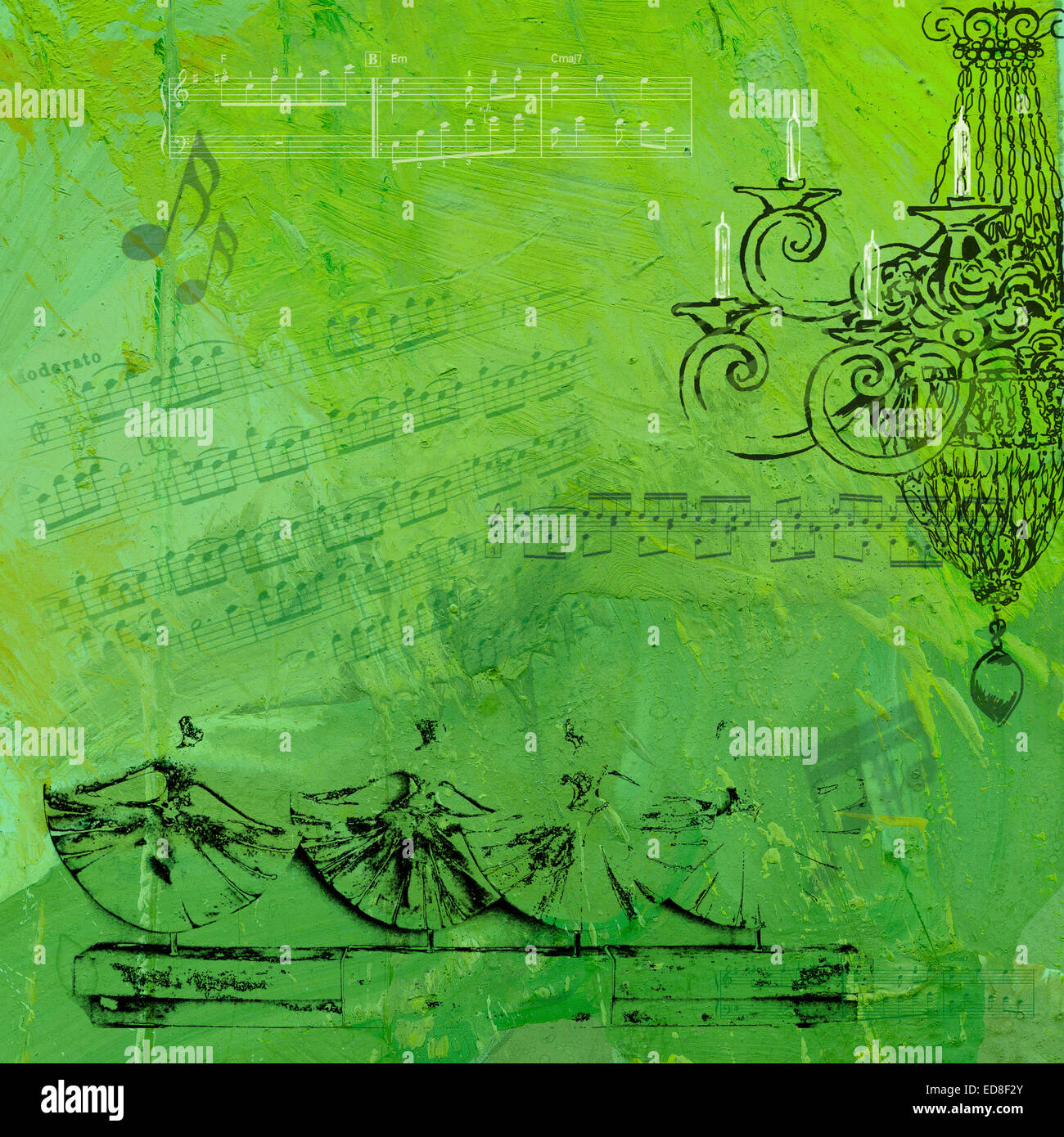 Fashion theatrical musical green background Stock Photo - Alamy