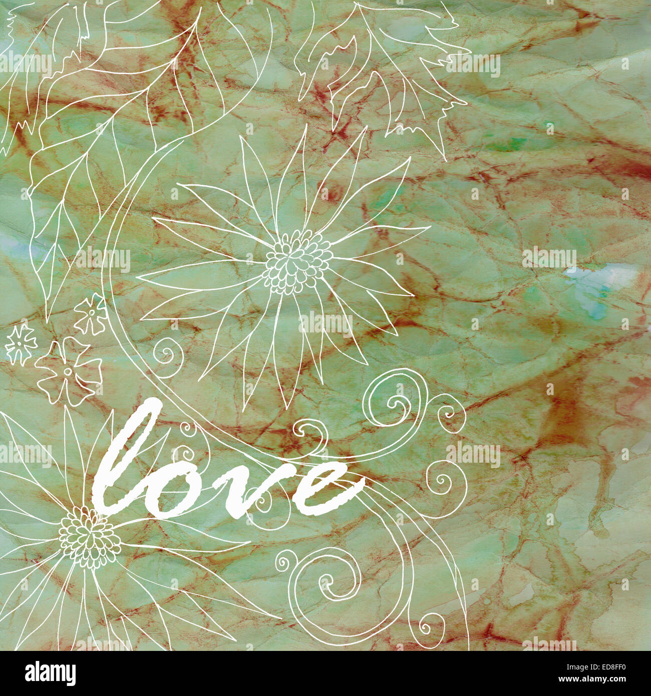 Monochrome background with a thin flower pattern with love Stock Photo ...