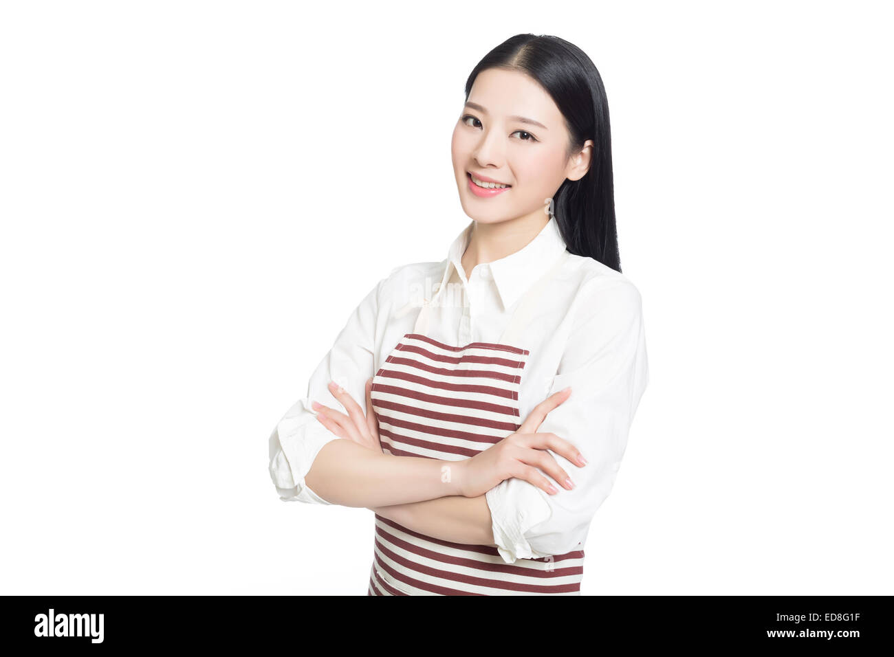beautiful cleaning girl standing in isolated on white background Stock ...