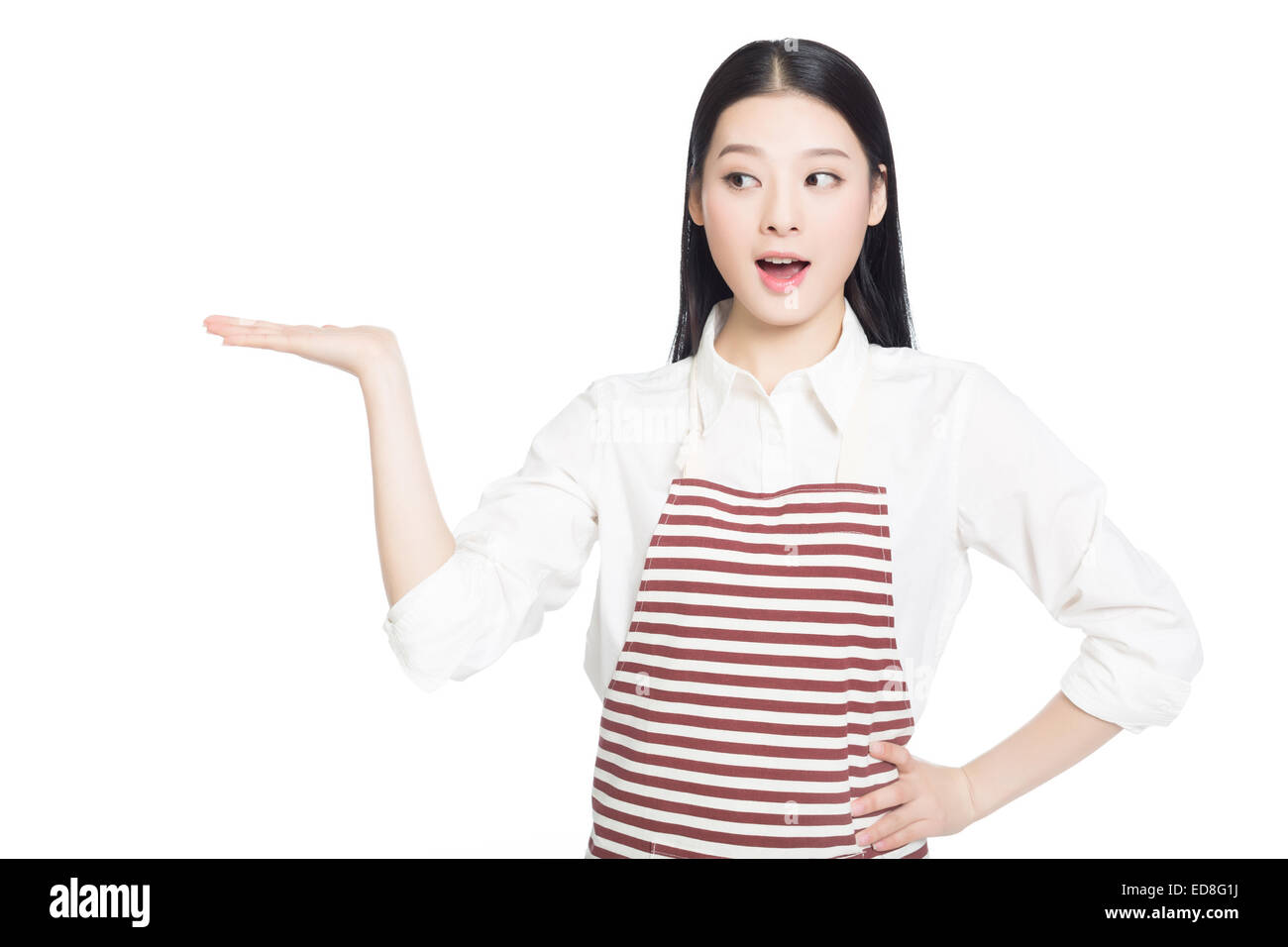beautiful cleaning girl standing in isolated on white background Stock ...