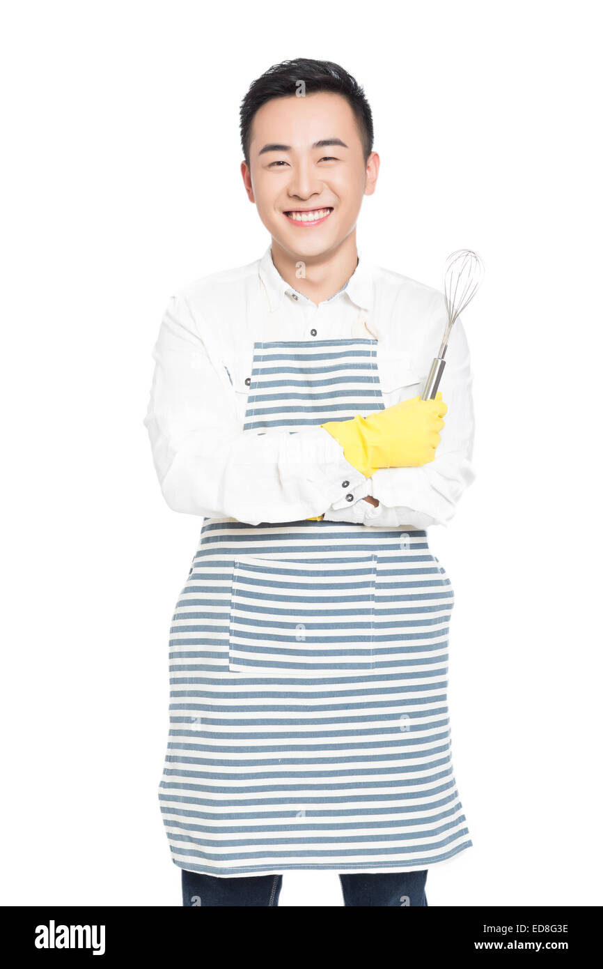 chinese male and whisk, white background Stock Photo - Alamy