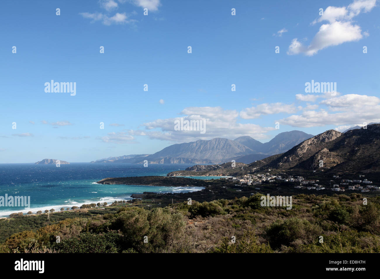 Looking across Mirabello bay on a fresh,windy day in December. White ...
