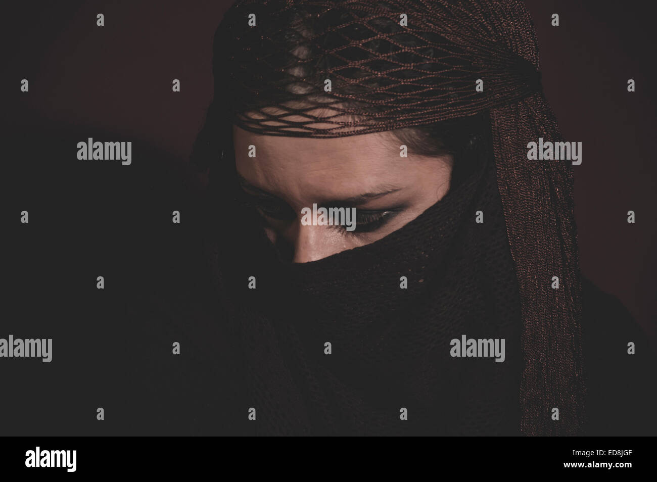 hijab, woman in traditional Islamic veil, burka, beautiful and deep ...