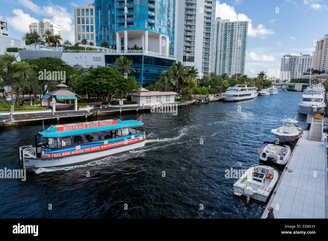 Ft. Lauderdale, Florida. New River Riverwalk Water Trolley, Ferrying ...