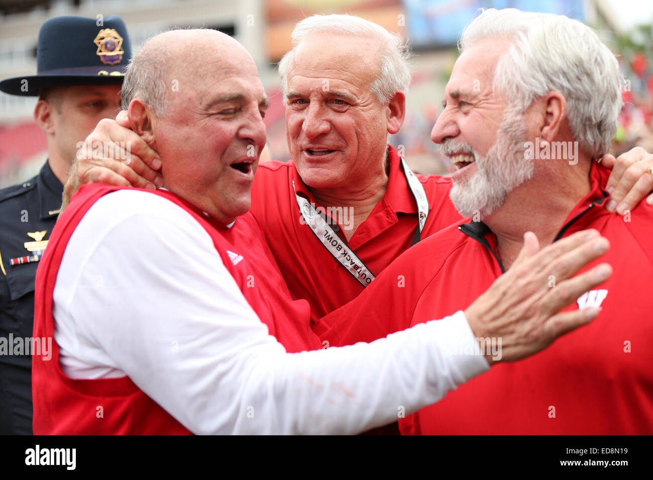 Tampa, FL, USA. 1st Jan, 2015. Barry Alvarez celebrates the Badger ...