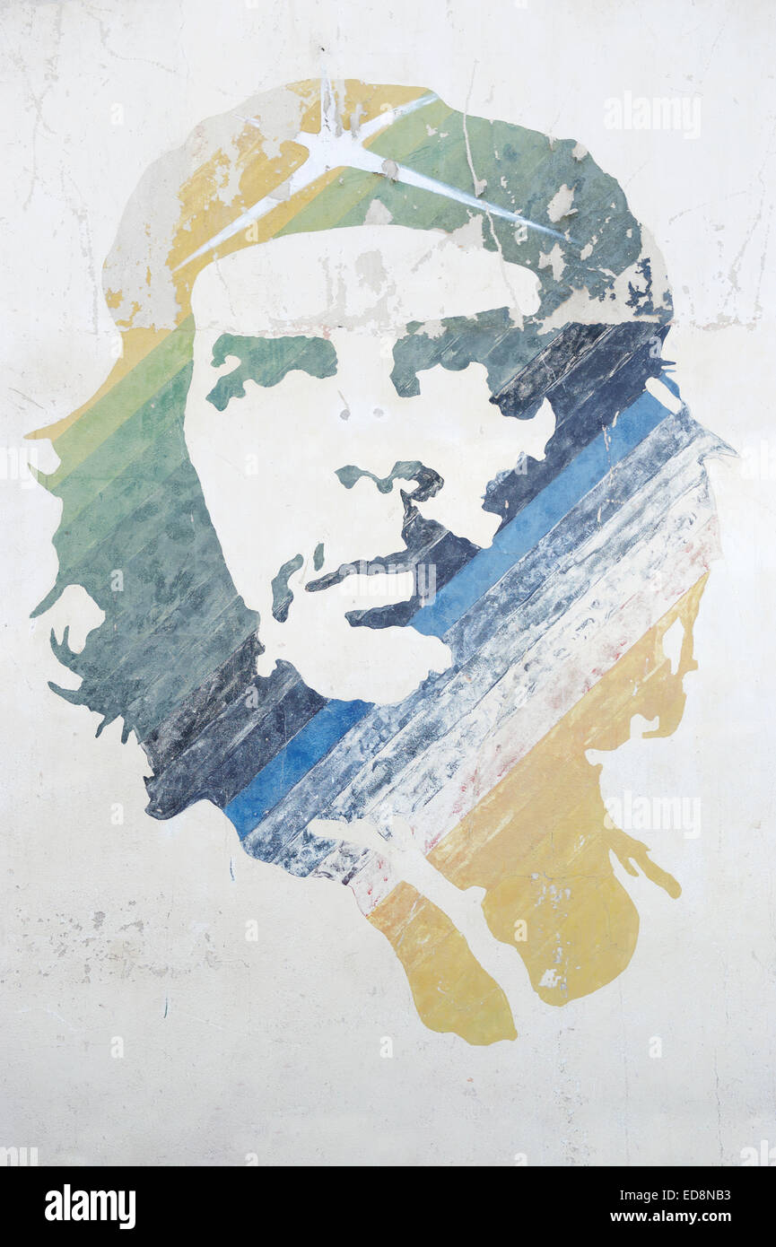 HAVANA, CUBA - JUNE 14, 2011: Graffiti stencil of revolutionary icon ...