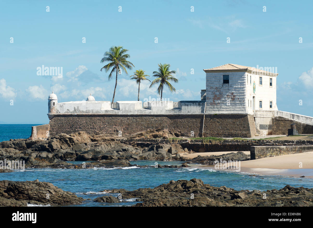 Colonial Fort Santa Maria in Barra Salvador Brazil built on tropical ...