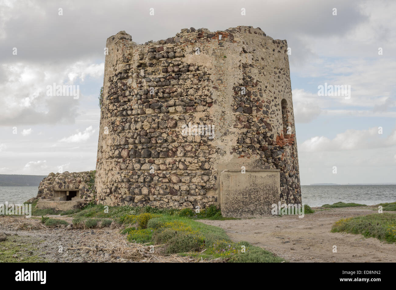 Guard tower stone on the coasts of Sardinia Stock Photo - Alamy