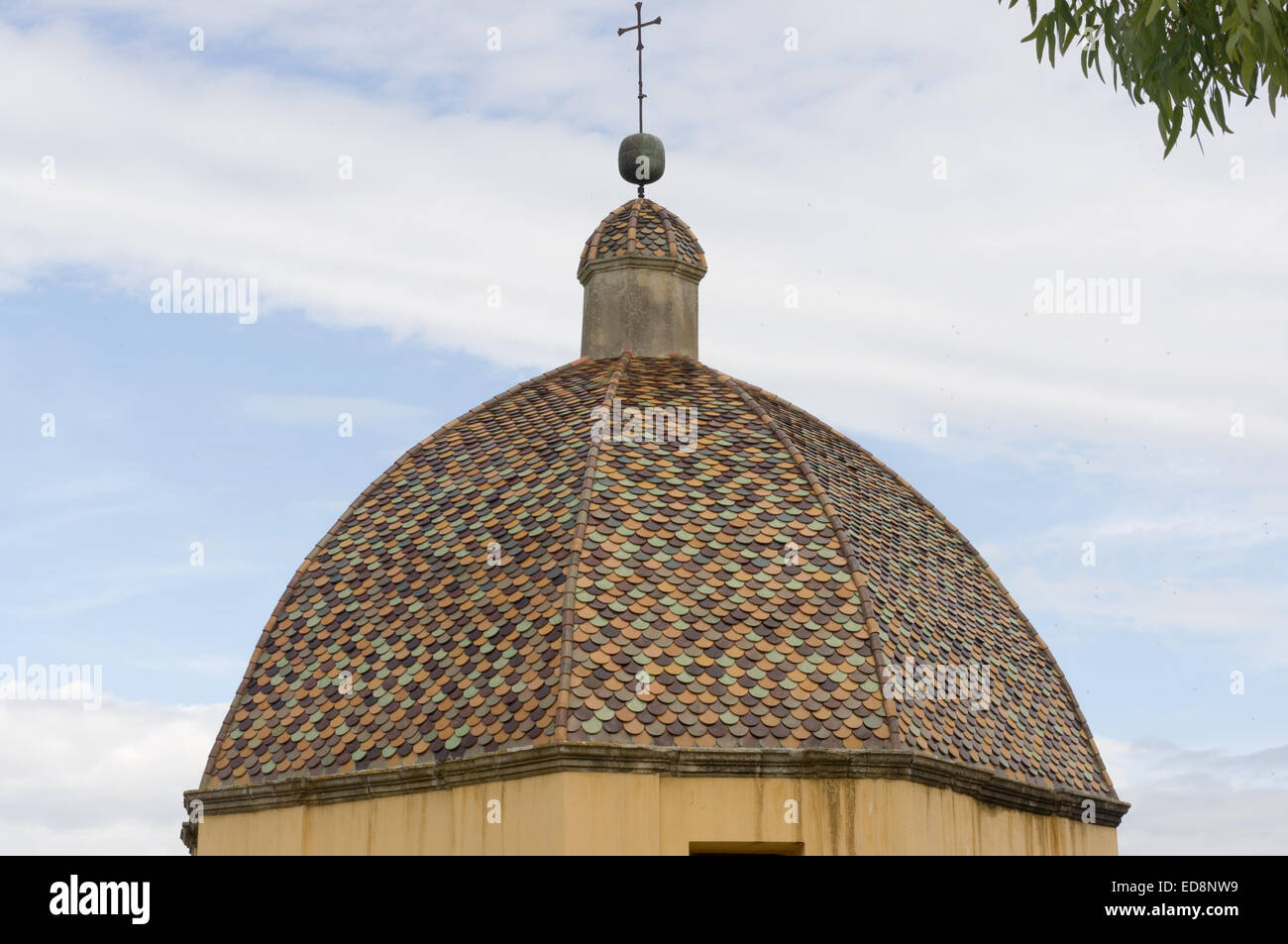 Colored dome of a church in Sardinia Stock Photo - Alamy