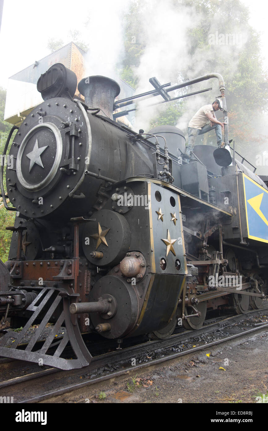 Old steam train in Ooty, south India. Funicular Railway to Hill Station ...
