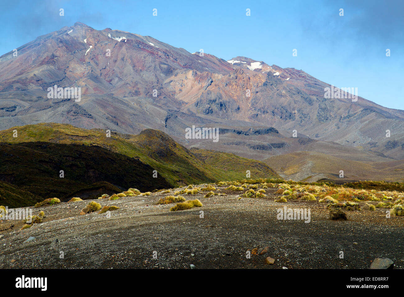 Mt Ruapehu, one of the trio of volcanoes in Tongariro National Park ...