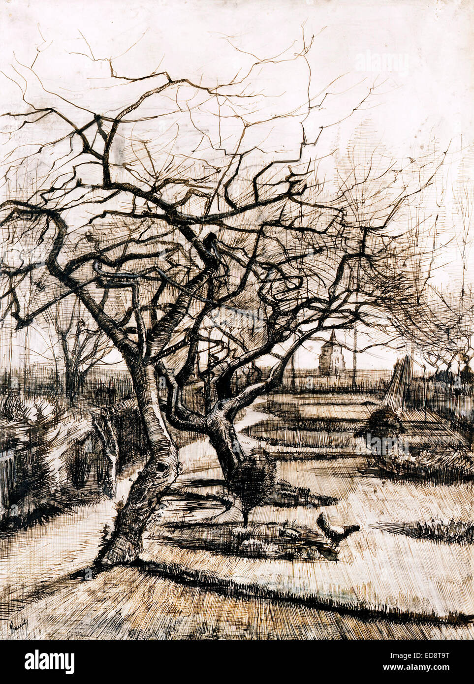 Vincent van Gogh, The Parsonage Garden at Nuenen in Winter 1884 Pen and ...