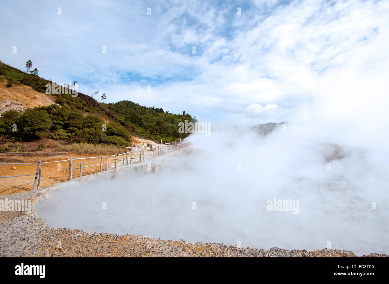 Sulfur Mud Volcano Pool on Plateau Dieng National Park, Java, Indonesia ...