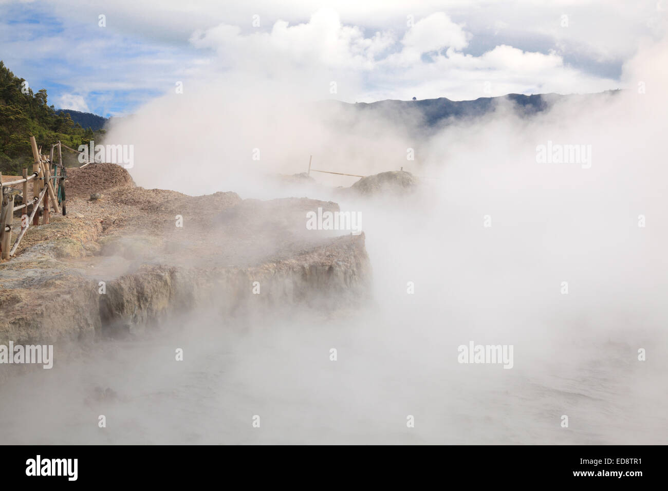 Sulfur Mud Volcano Pool on Plateau Dieng National Park, Java, Indonesia ...