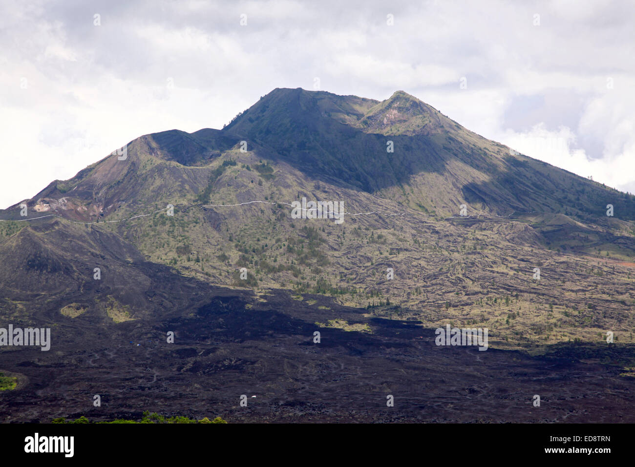 Closeup of Batur volcano landscape from Kintamani crater Bali Indonesia ...