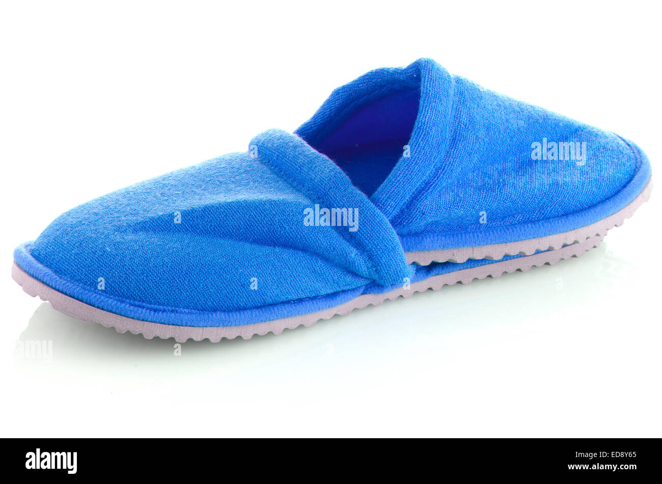 A pair of blue slippers on a white background Stock Photo - Alamy