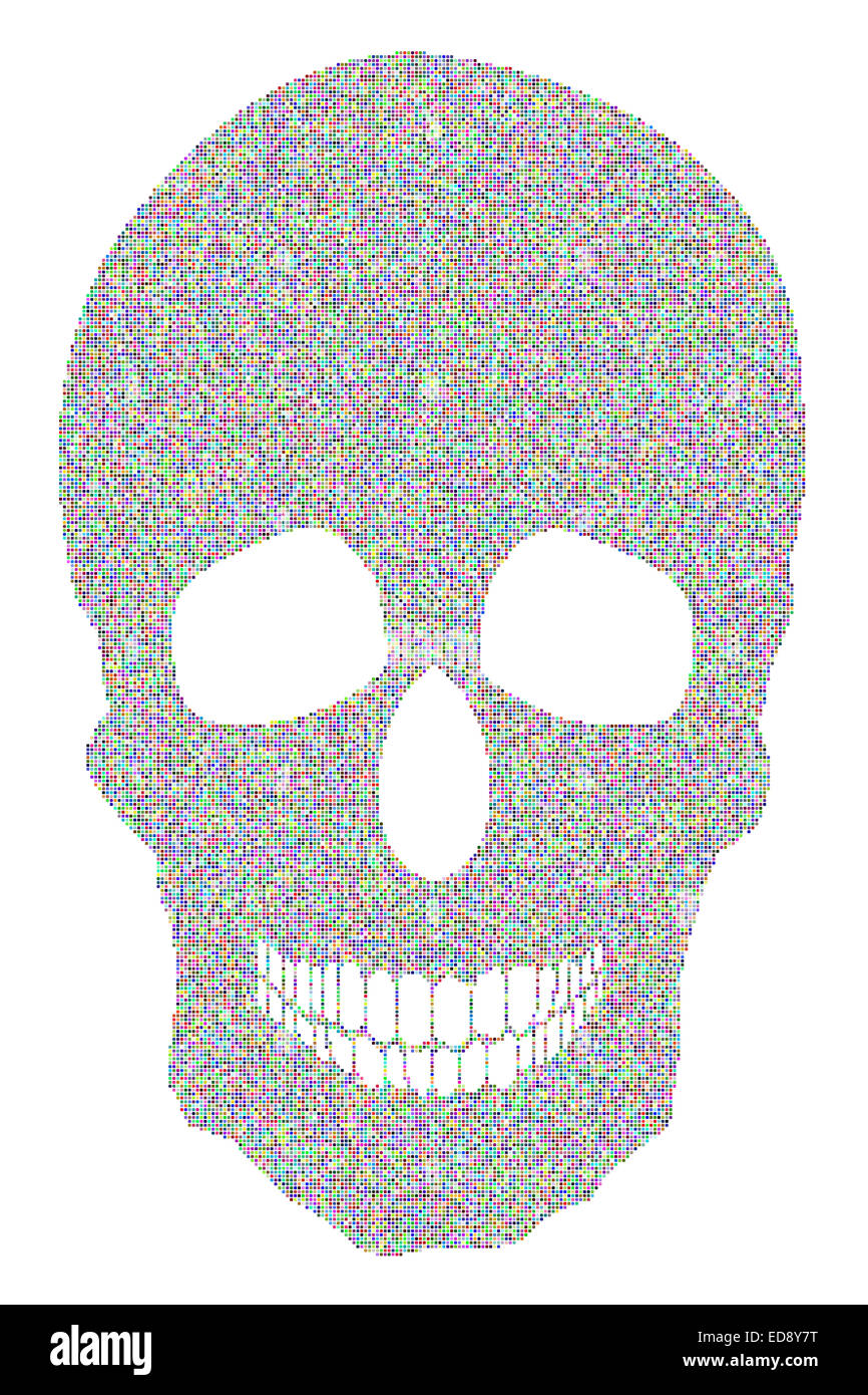 random colored rounded square dots human skull Stock Photo - Alamy