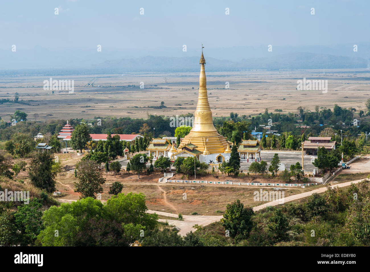 View of pagoda from hilltop, Loikaw Stock Photo - Alamy