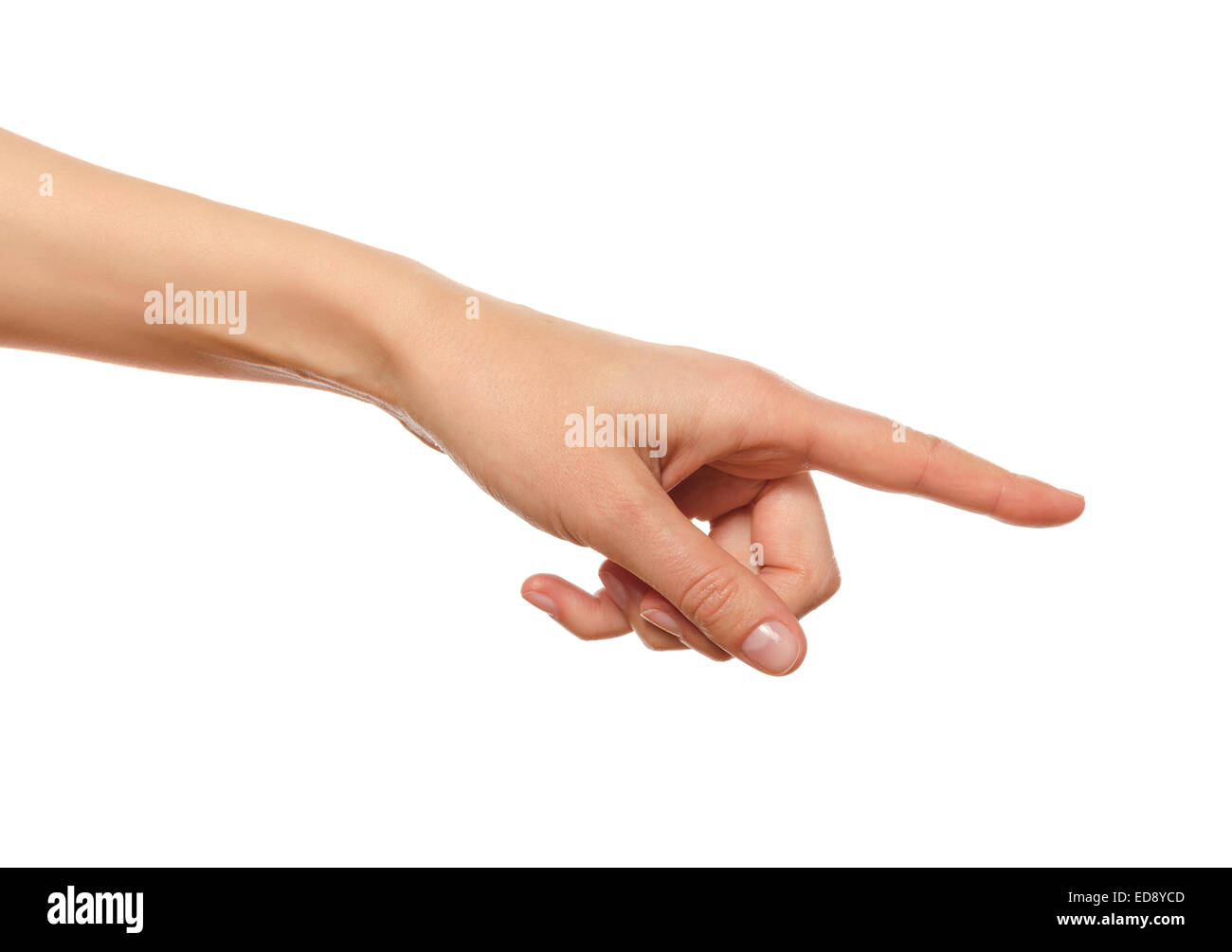 Hand in the gesture of touching, pushing, indicating Stock Photo - Alamy