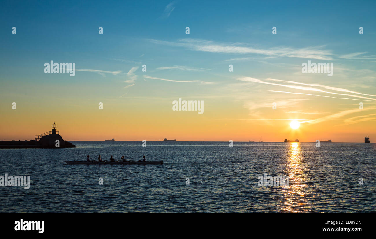 with a kayak in the bay of Trieste Stock Photo - Alamy
