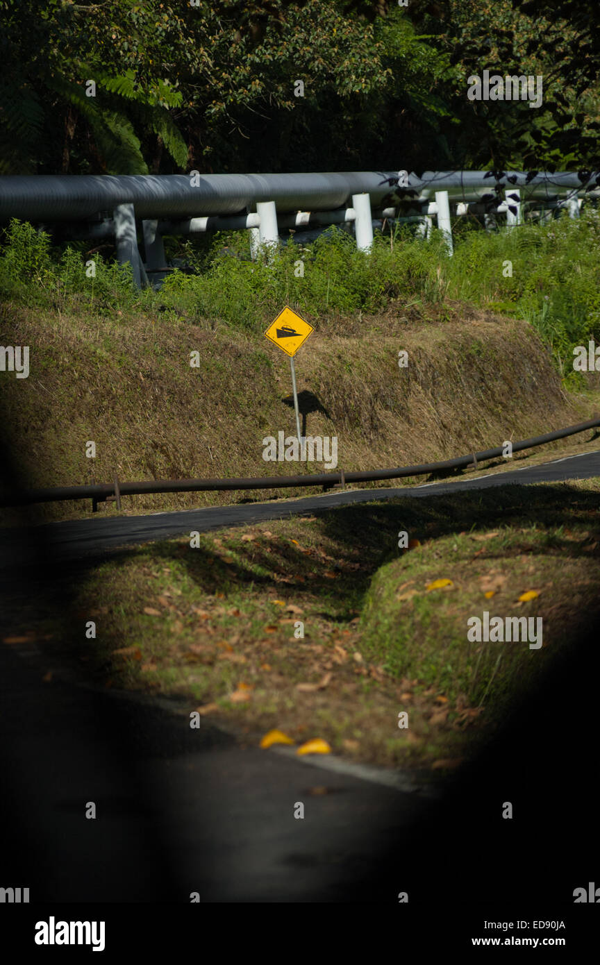 Down hill sign at Chevron's facility in West Java, Indonesia Stock ...
