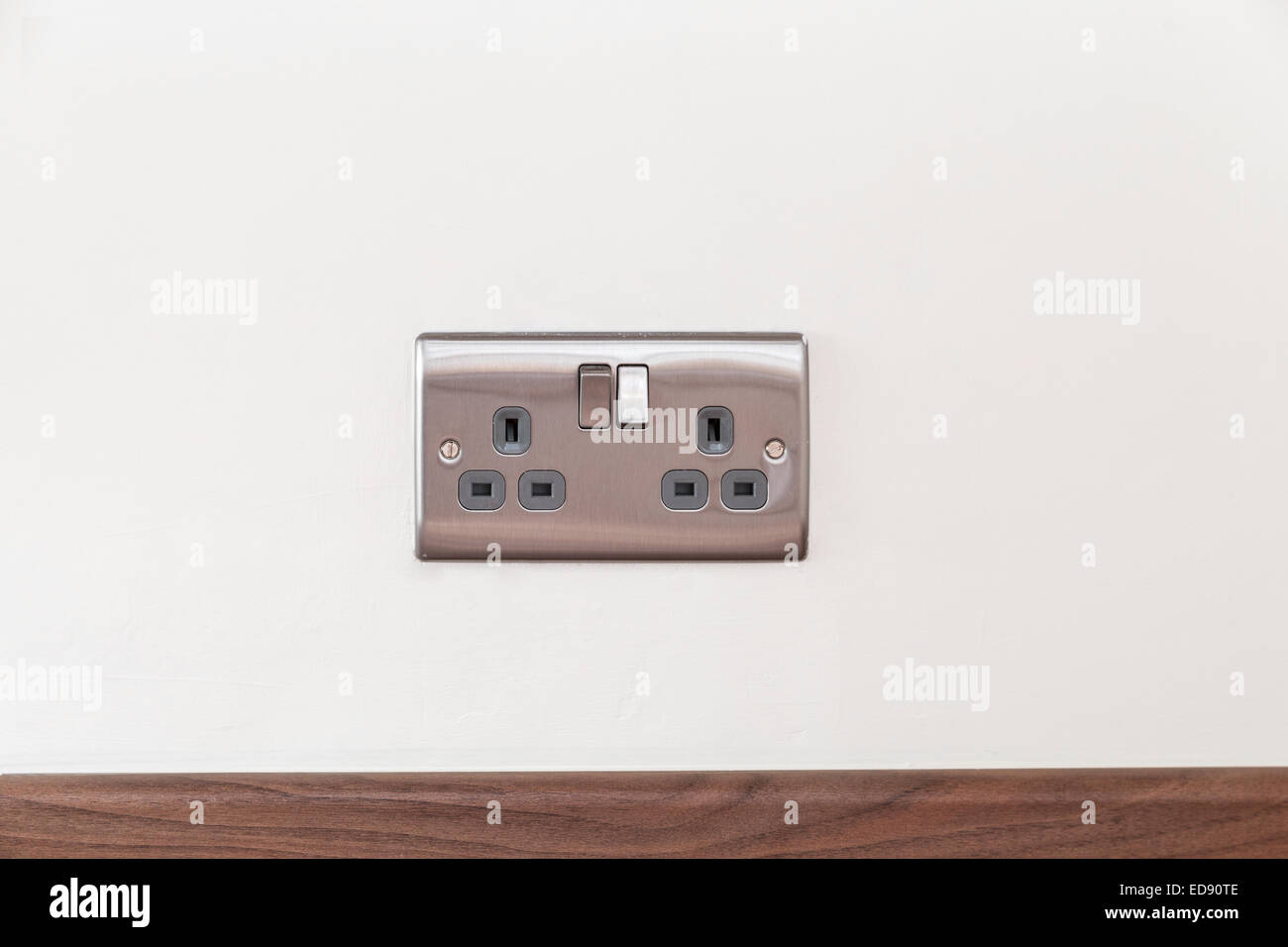 plug socket British chrome uk 240v plug socket Stock Photo - Alamy