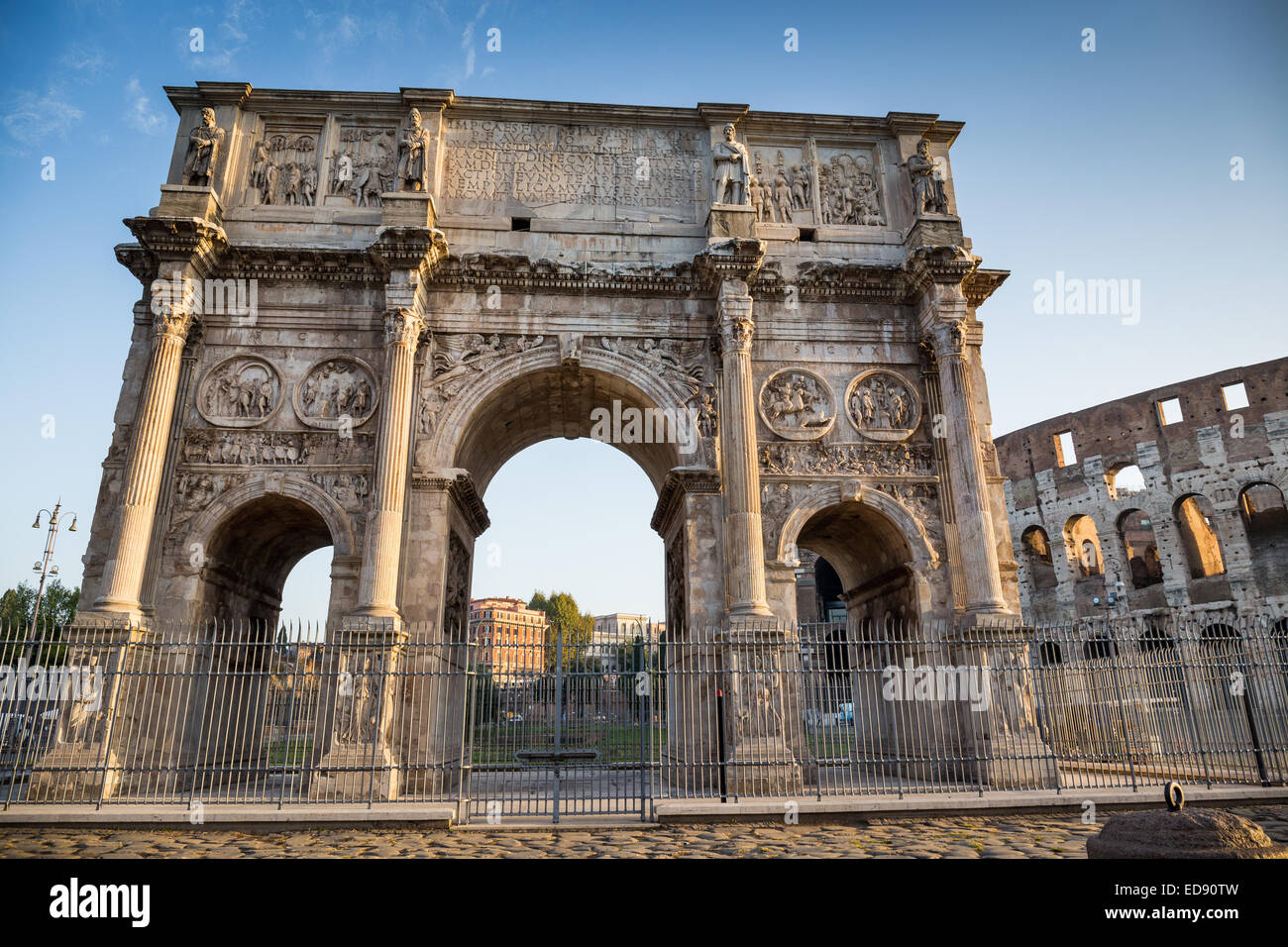 Arc of Costantine, Colosseum in the background Rome Italy, Europe Stock ...