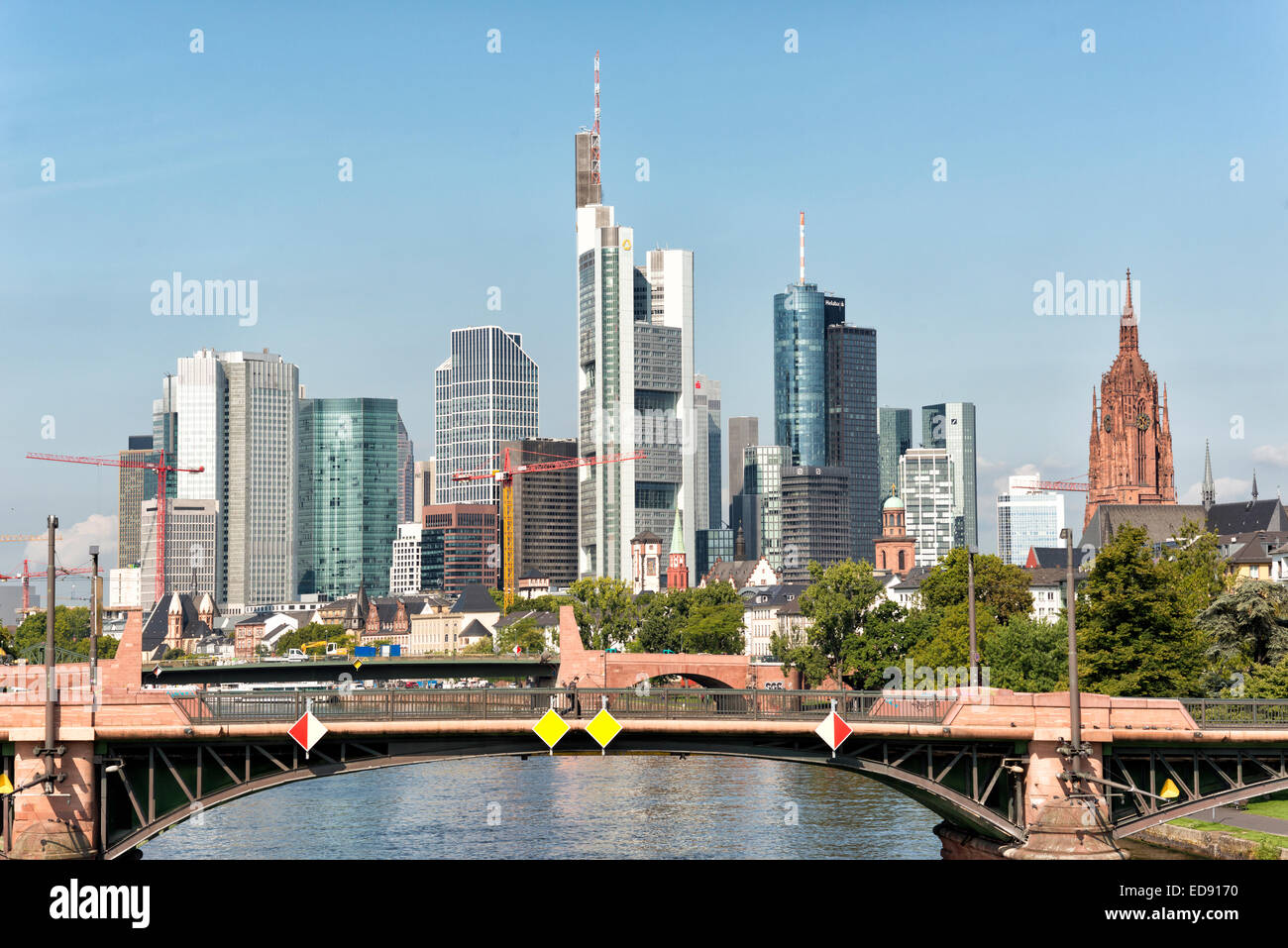 Frankfurt, Germany, Hesse, Skyline of downtown Frankfurt Stock Photo ...