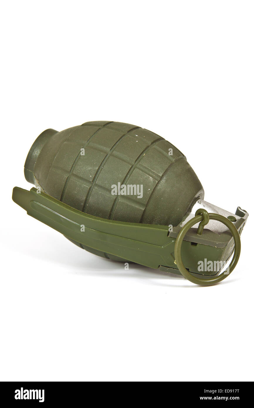 Realistic looking hand grenade made of plastic Stock Photo - Alamy
