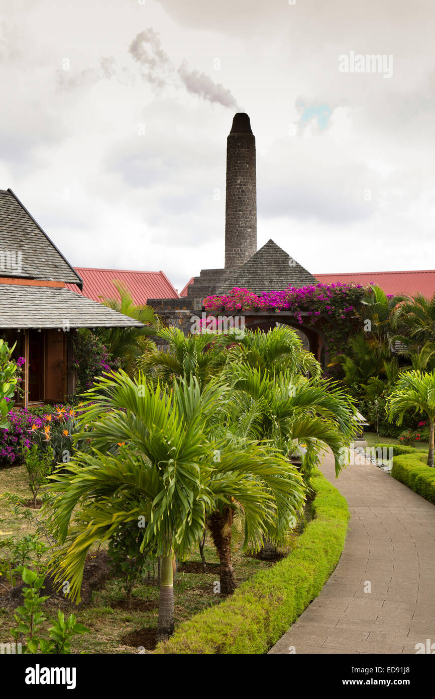 Mauritius, Chamarel, Rum Factory, rhumerie garden, path to visitor ...