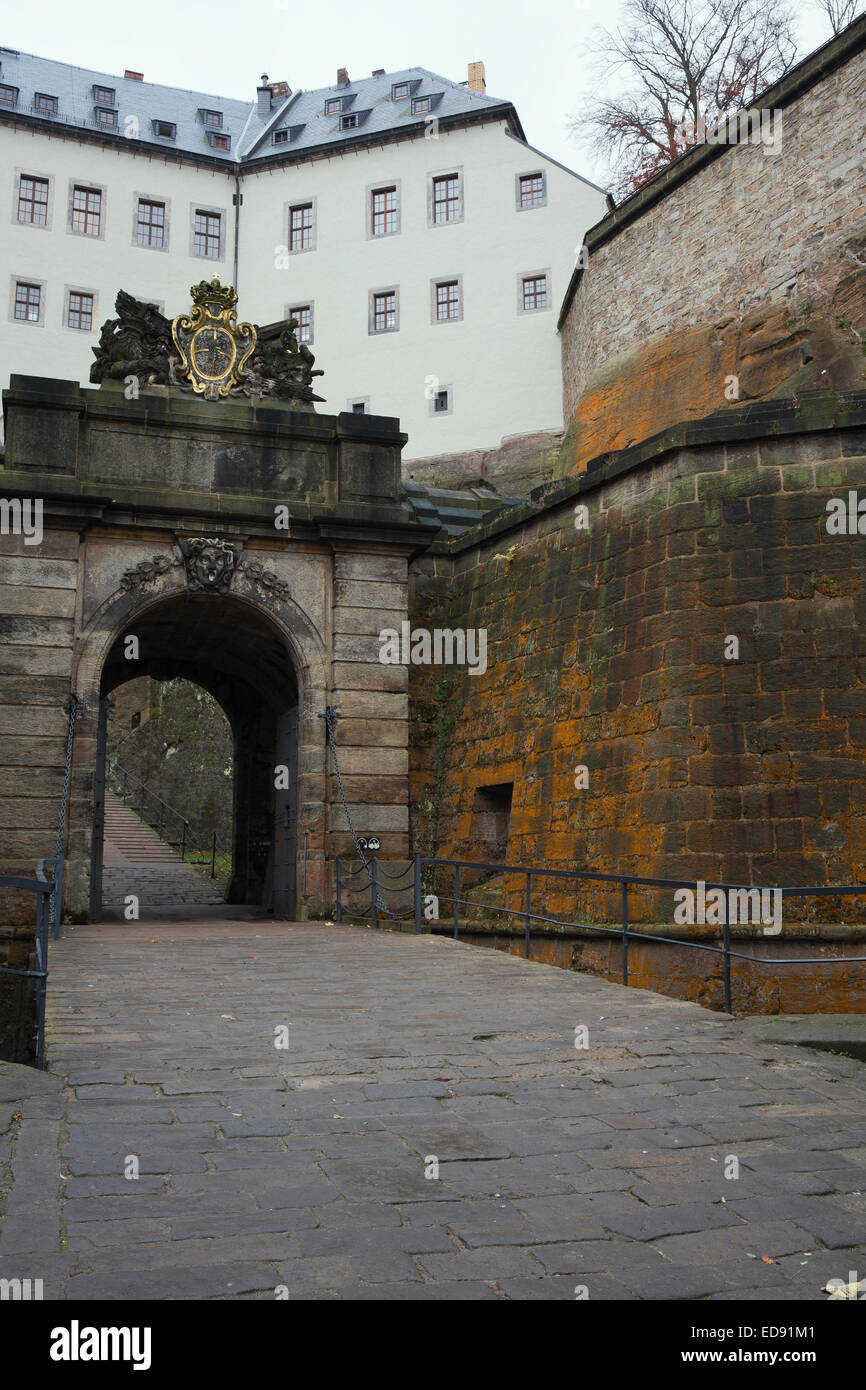 The entrance gate of the Königstein Fortress Stock Photo - Alamy