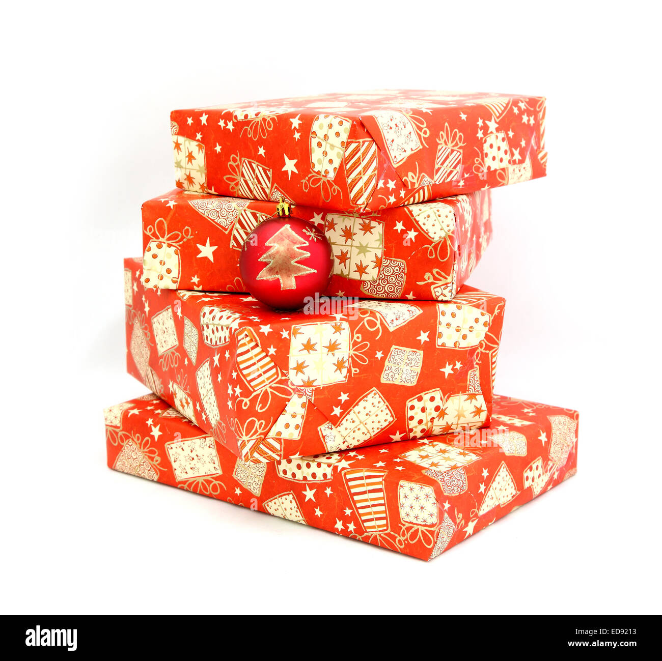 Christmas boxes with gifts Stock Photo - Alamy