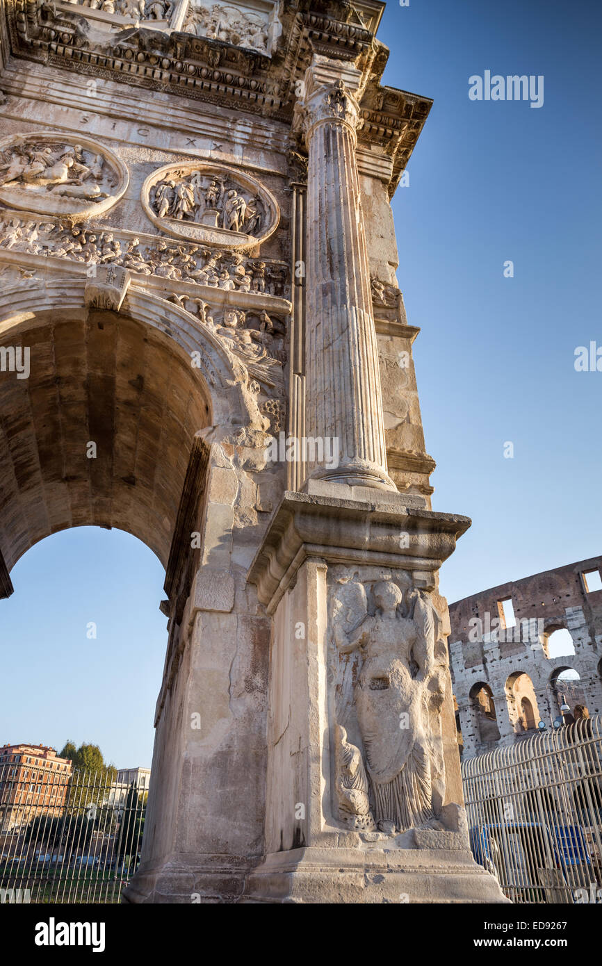 Arc of Costantine, Colosseum in the background Rome Italy, Europe Stock ...