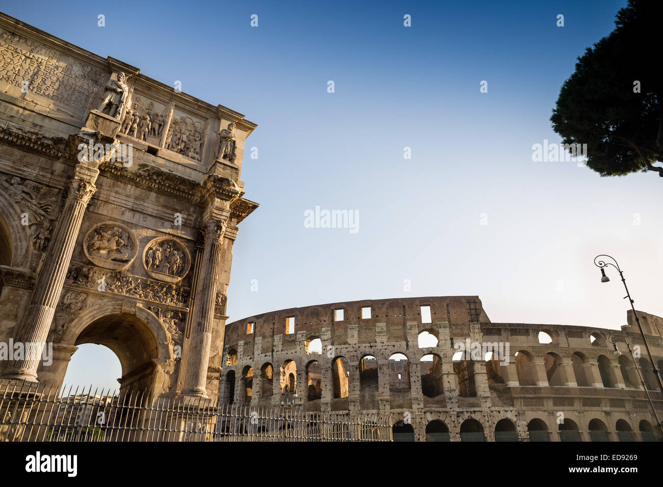 Arc of Costantine, Colosseum in the background Rome Italy, Europe Stock ...
