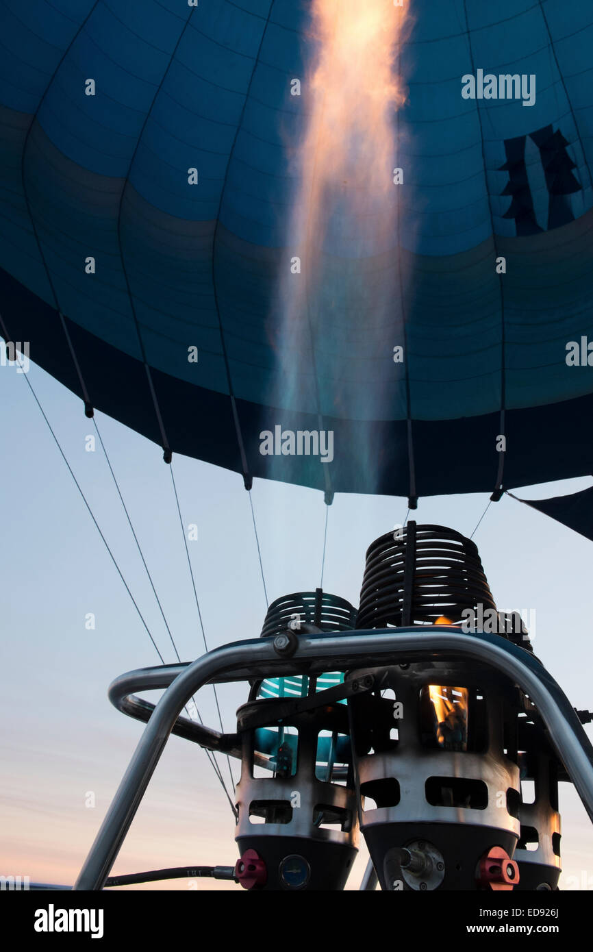 Hot air balloon gas burner and flame Stock Photo - Alamy