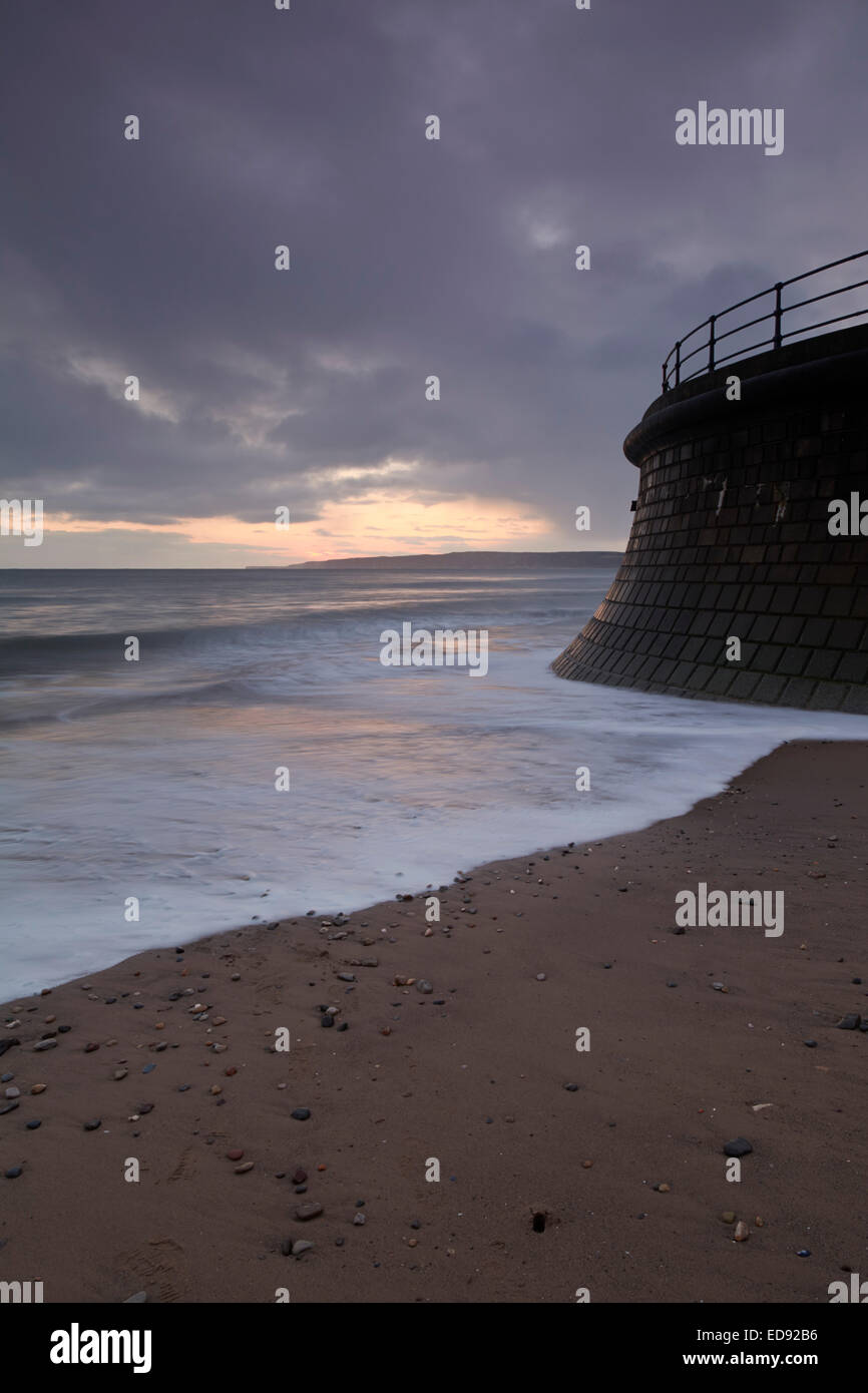 Sunrise on the beach at Filey Bay - Yorkshire, England, UK Stock Photo ...