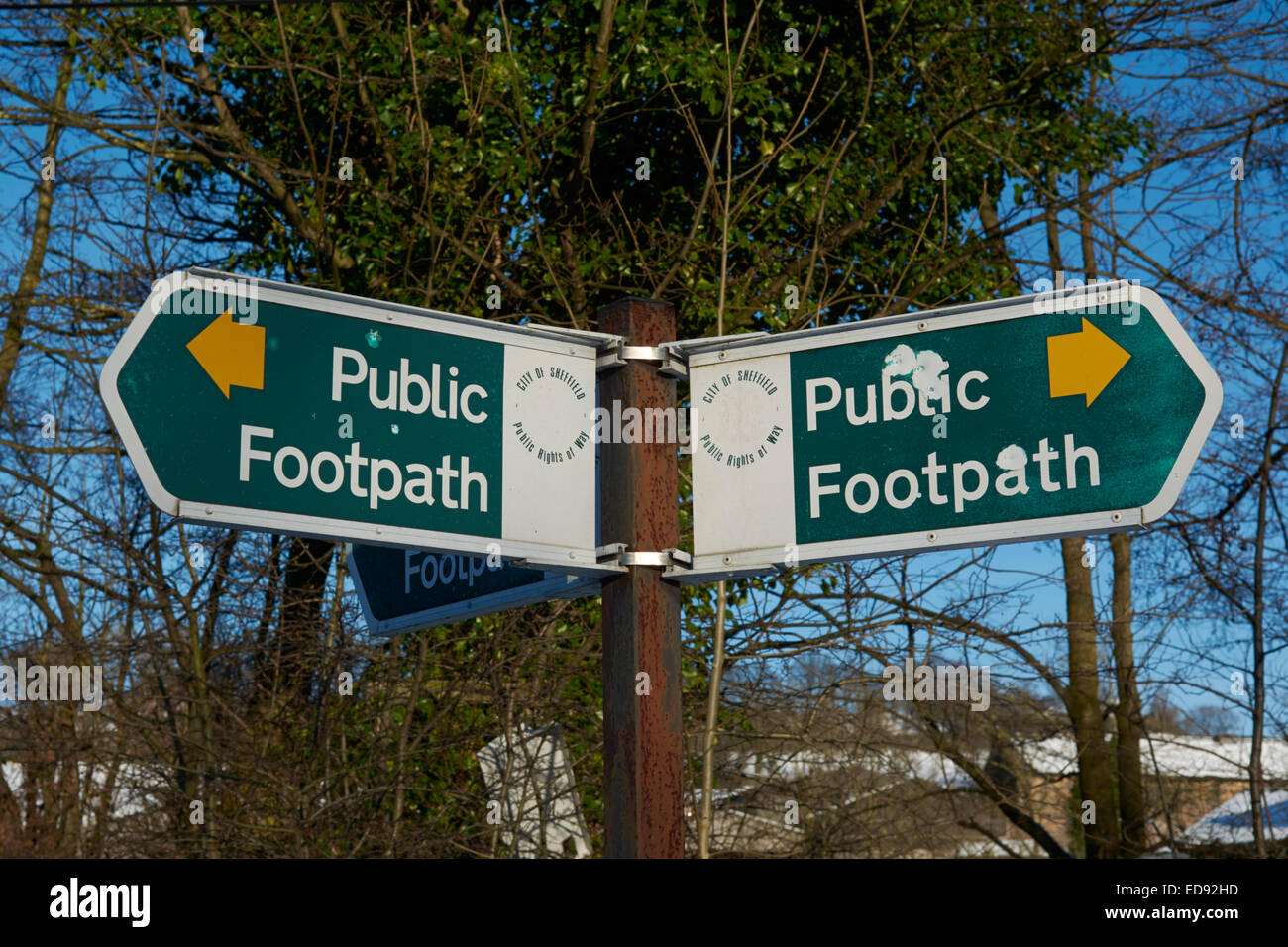 Public Footpath signs at Loxley Common, Sheffield, England, UK Stock ...