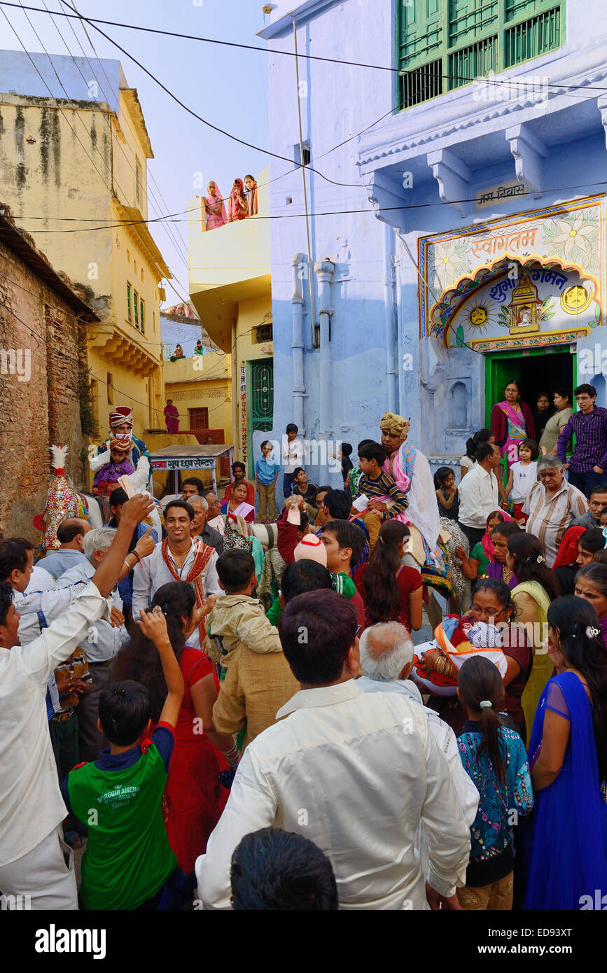 India, Rajasthan, Mewar Region, town of Bundi, the husband's horse ...