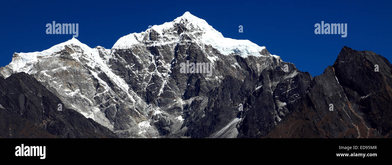 Snow Capped Tabouche Peak Mountain, on the Everest base camp trek ...