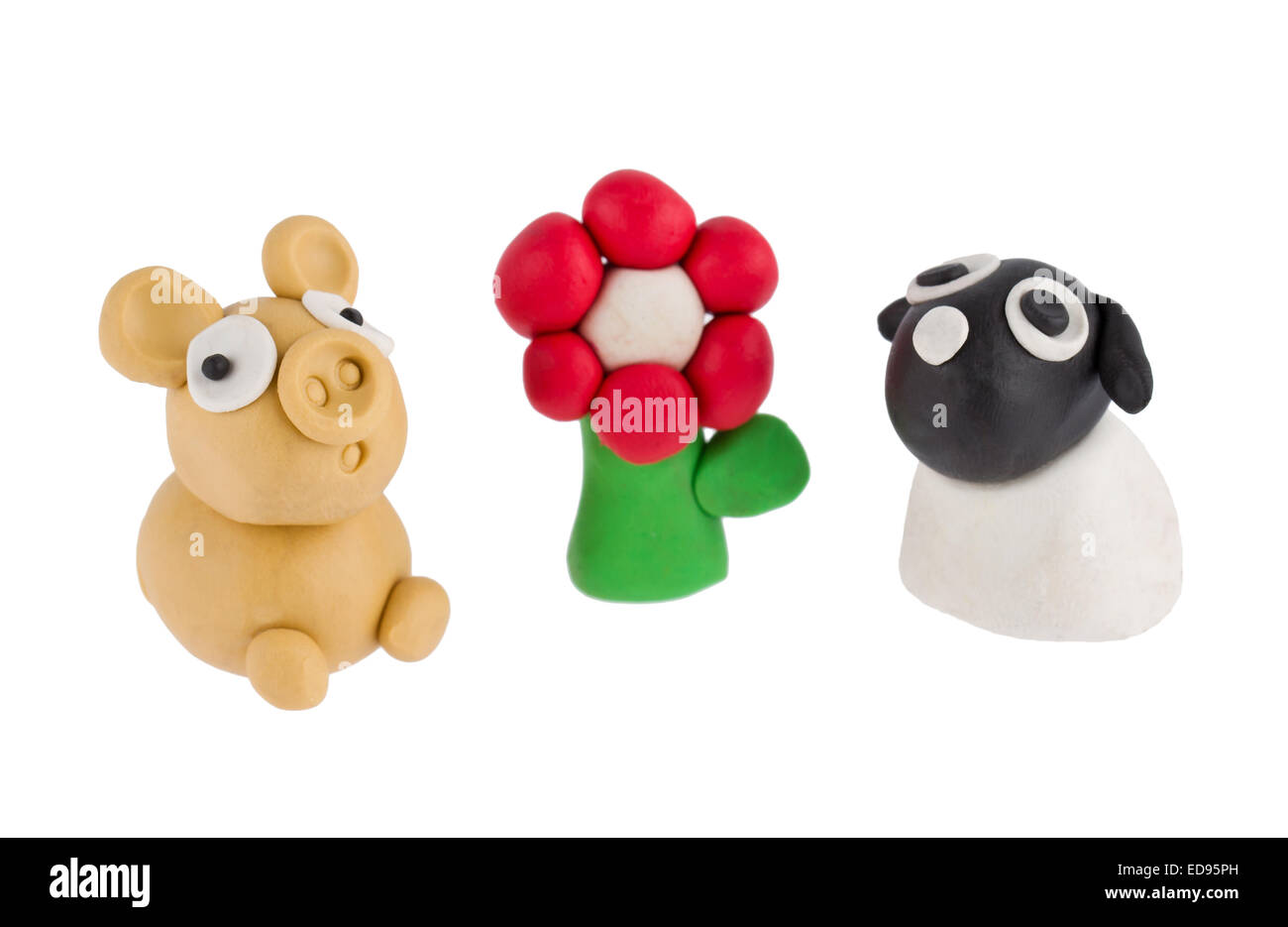 Sheep and pig made of plasticine Stock Photo - Alamy