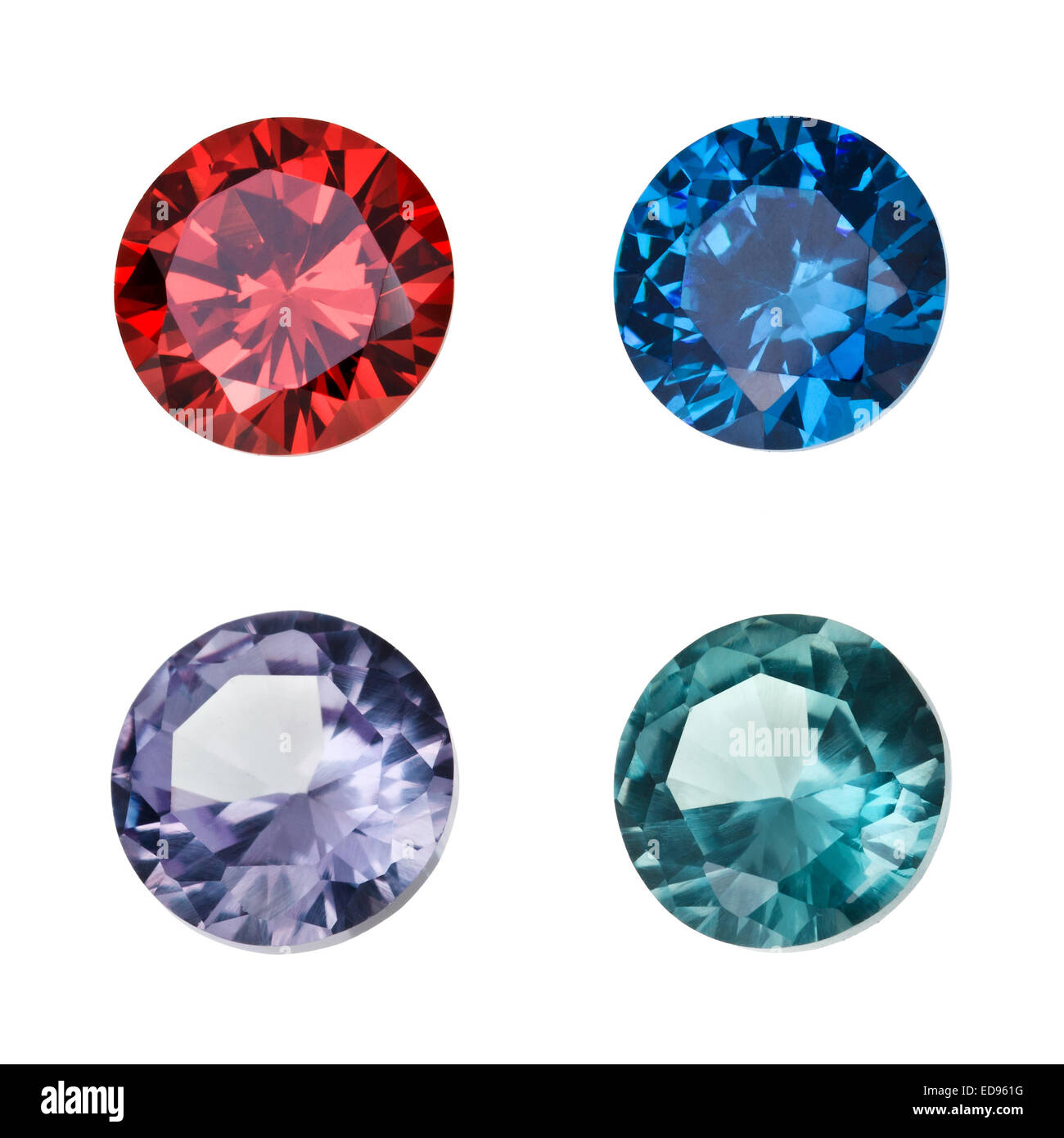 Set of colored gemstones isolated on white background Stock Photo - Alamy