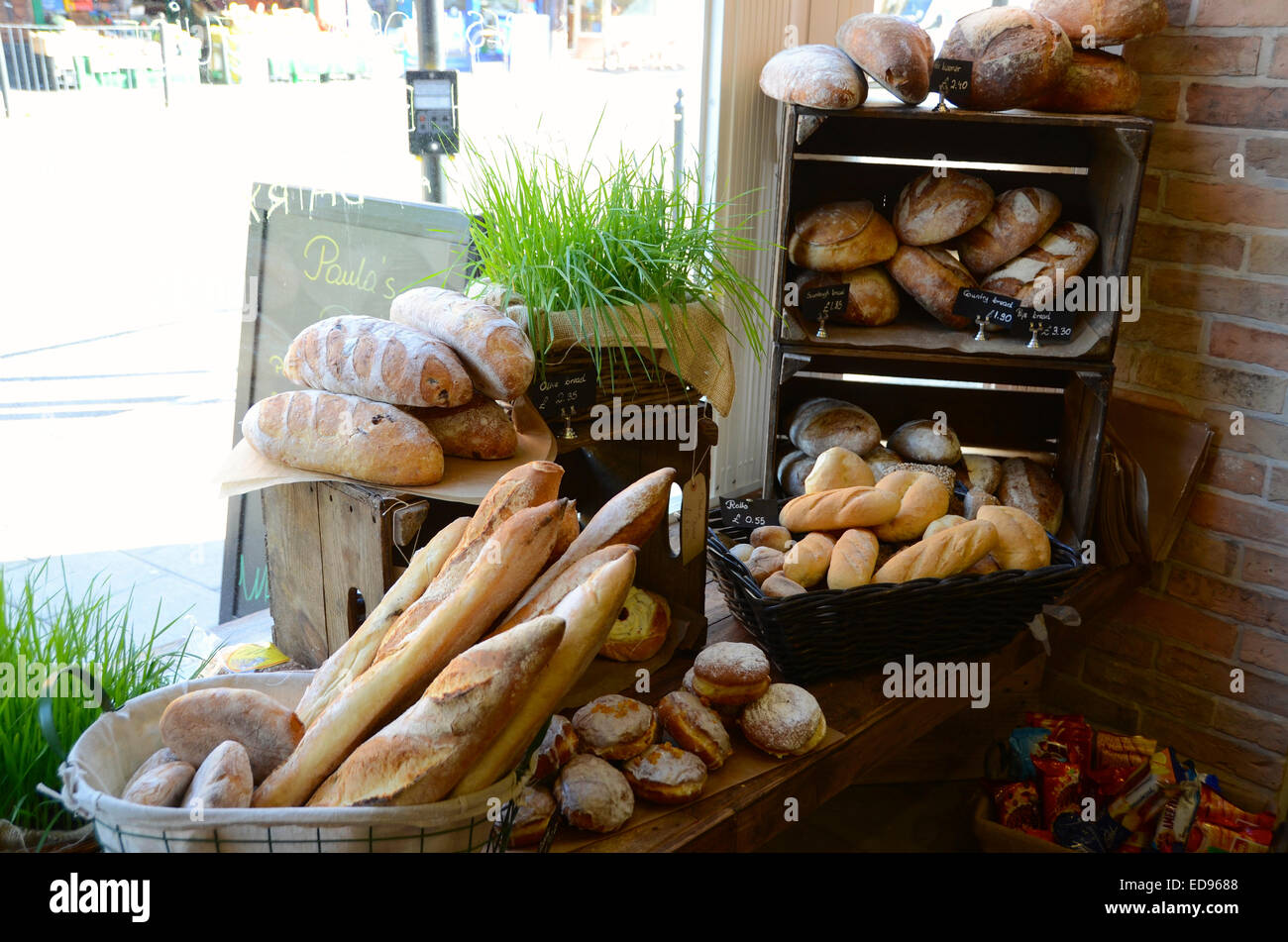 rustic bread in delicatessen Stock Photo - Alamy