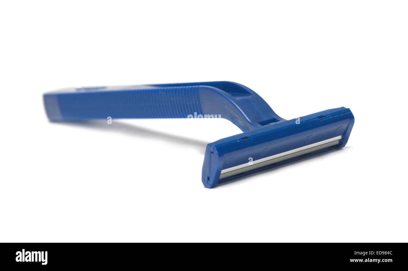 blue disposable razor isolated on white background Stock Photo - Alamy