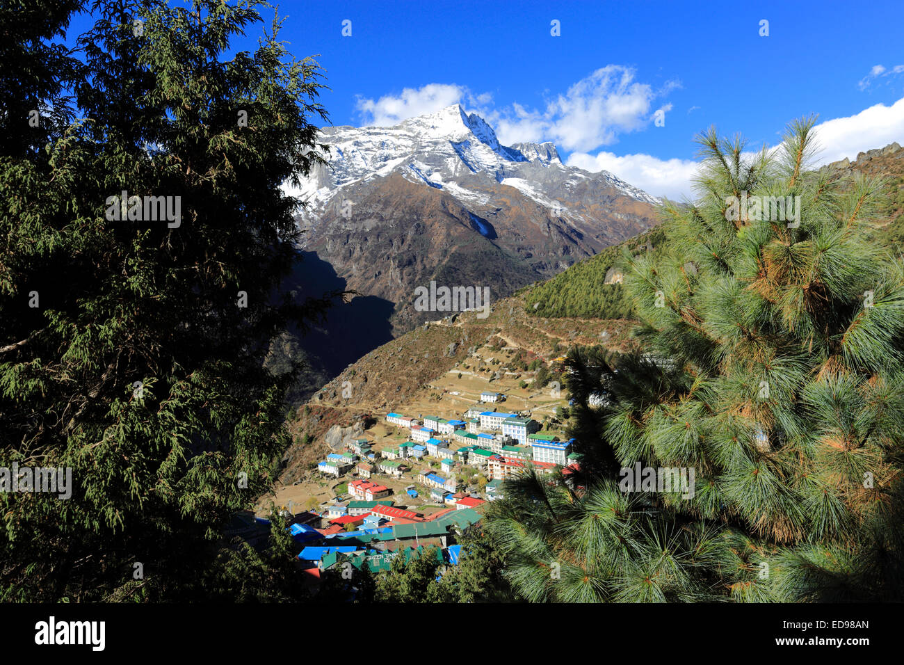 Image of Namche Bazar village on the Everest base camp trek, Solukhumbu ...